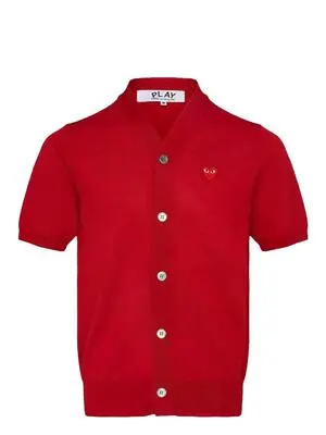 Play Comme Des Garcon Short-sleeve Cardigan With Heart Patch - Red