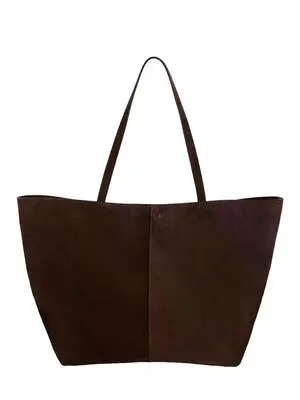 JIL SANDER Linea Piped Suede Tote Bag - Brown