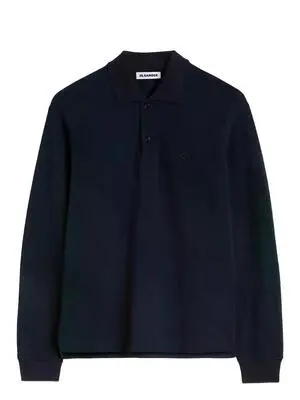 JIL SANDER Monogram-embroidered Polo Shirt - Blue