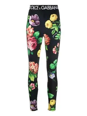 Dolce & Gabbana Floral-print Leggings - Black