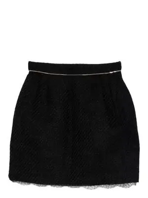 Roberto Cavalli Lace-trimmed Tweed Skirt - Black