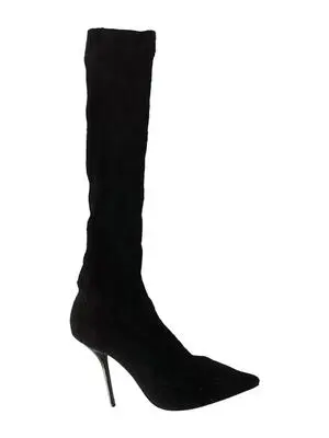 DOLCE & GABBANA Dolce & Gabbana Black Knit Pointed-Toe Stiletto Boots