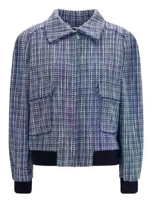 Kiton Zip-up Tweed Jacket - Blue