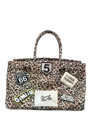 SECRET PON-PON Grace Leopard Print Patch Detail Shoulder Bag - Neutrals