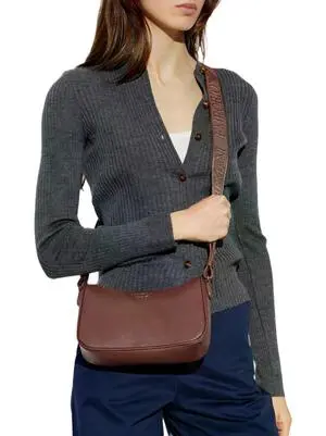 Emporio Armani Pebbled Leather Shoulder Bag - Brown