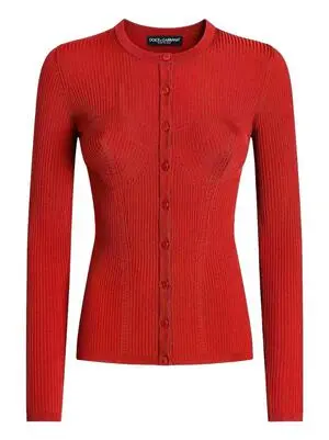 Dolce & Gabbana Ribbed Viscose-knit Cardigan - Red