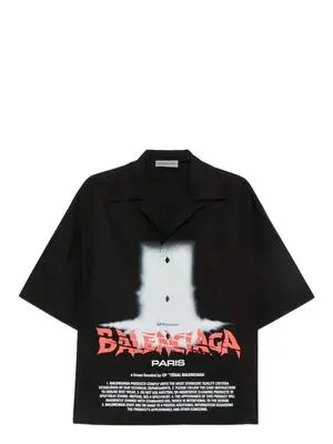 Balenciaga Logo-print Short-sleeve Shirt - Black