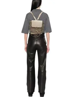 Chloé Faye Backpack In Calfskin And Suede - Brown