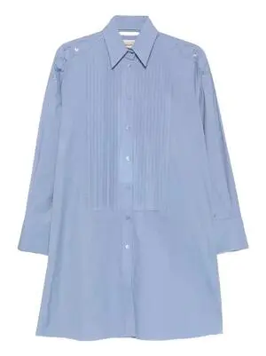 SEMICOUTURE Pleated Button-up Shirt - Blue