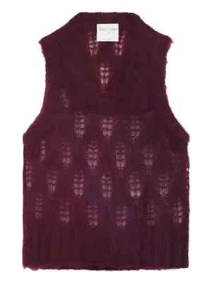 FORTE_FORTE Open-knit Vest - Red