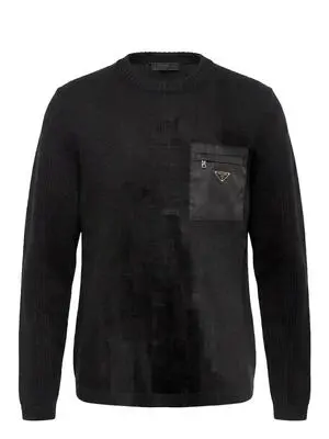 Prada Logo-plaque Pocket Sweater - Black