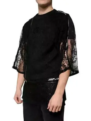 Dolce & Gabbana Floral-lace T-shirt - Black