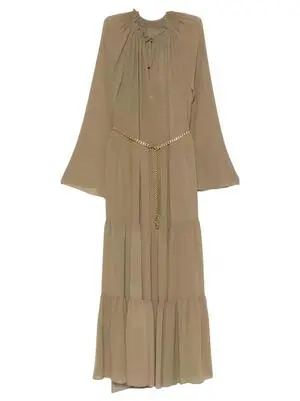 Michael Kors Belted Tiered Maxi Dress - Green