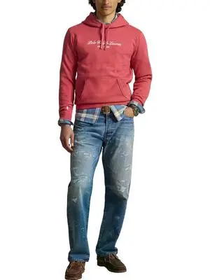 Polo Ralph Lauren Logo Print Drawstring Hoodie - Red