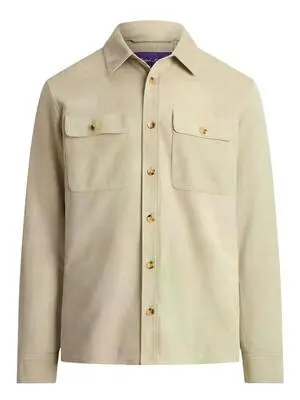Ralph Lauren Purple Label Calloway Suede Shirt Jacket - Neutrals
