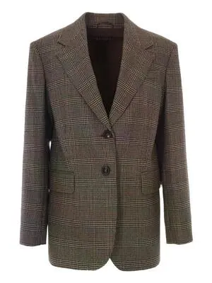 Max Mara Check-pattern Wool Blazer - Brown