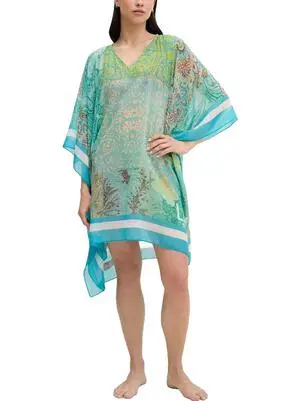 Liu Jo V-neck Kaftan With Logo Print - Blue