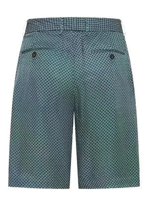 CRUNA Clichy Geometric-print Pleated Shorts - Blue