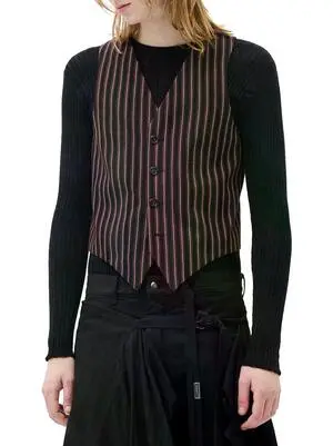 ANN DEMEULEMEESTER Pinstripe Waistcoat - Black