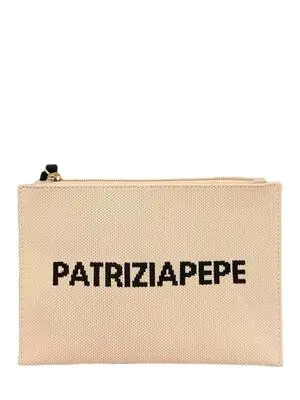 Patrizia Pepe Logo Intarsia Wristlet Bag - Neutrals