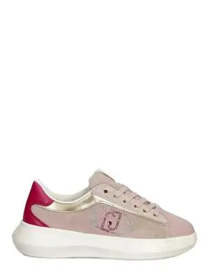 Liu Jo Rhinestone Logo Suede Sneakers - Pink