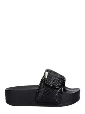 Liu Jo Woven-effect Platform Slides - Black