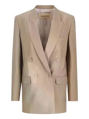 Valentino Garavani Double-breasted Peaked-lapels Blazer - Neutrals
