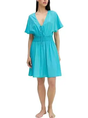 Liu Jo Smocked-waist Midi Dress - Blue