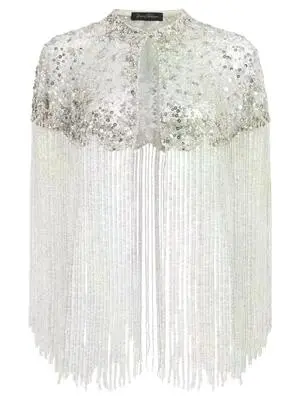 Jenny Packham Astralis Cape With Fringe Embellishment - Silver