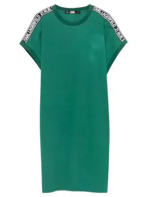 Karl Lagerfeld Logo Tape Short Sleeve Dress - Green