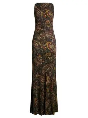 Etro Ribbed Paisley-motif Maxi Dress - Black