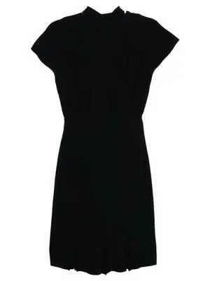Dior Short-sleeve Tie-neck Dress - Black