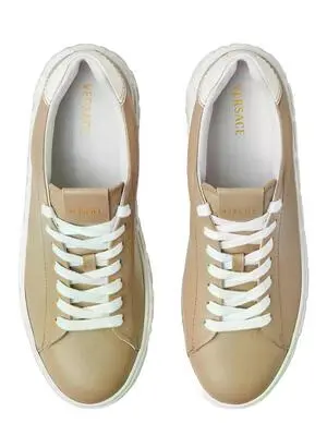 Versace Greca Leather Sneakers - Neutrals