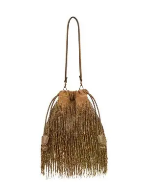 Etro Small Suede Kalispera Bag With Bead Fringes - Gold