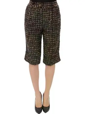 Dolce & Gabbana Multicolor Tweed Knee-length Shorts - Black