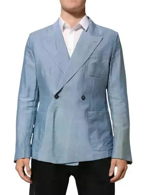 Dolce & Gabbana Double-breasted Linen Blazer - Blue