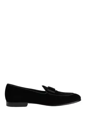 Dolce & Gabbana Velvet Loafers With Bow Accent - Black