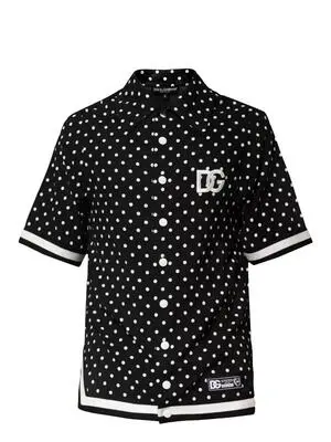 Dolce & Gabbana Polka-dot Bandana Print Spread Collar Shirt - Black