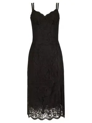 DOLCE & GABBANA Dolce & Gabbana Lace-Trimmed Ruched Midi Dress