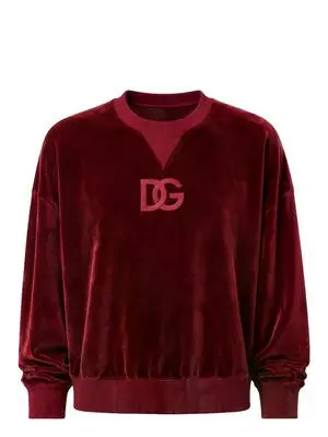 Dolce & Gabbana Velvet Logo Sweater - Red