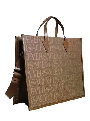 Versace La Greca Monogram Tote Bag - Neutrals