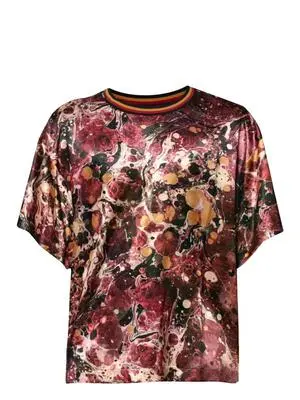 Dolce & Gabbana Marble-print Short-sleeve T-shirt - Red