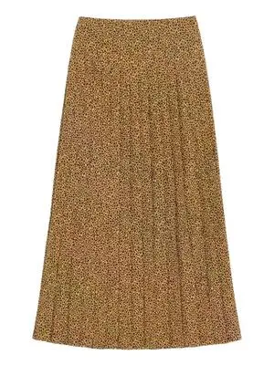 Valentino Garavani Crepe De Chine Skirt With Fauve Eclat Micromacula Print - Neutrals