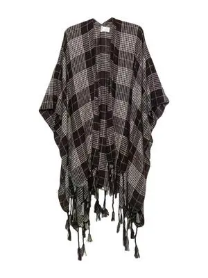 Brunello Cucinelli Check Tassel-trimmed Poncho - Brown