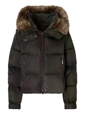 Pinko Faux-fur Trimmed Puffer Jacket - Brown