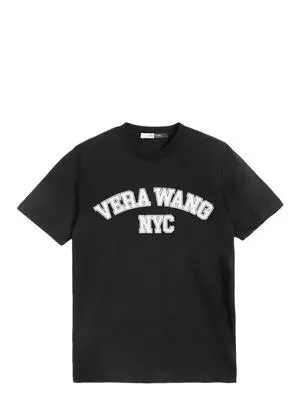 Vera Wang Cotton Jersey Logo T-shirt - Black