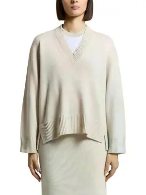 Peserico Ribbed-knit V-neck Sweater - Neutrals
