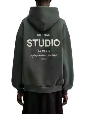 WRSTBHVR Studio Garments" Logo Embroidered Hoodie - Green