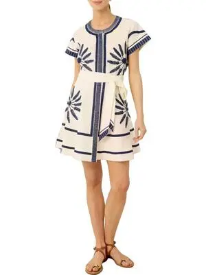 MARIE OLIVER Sable Embroidered Belted Midi Dress - Neutrals