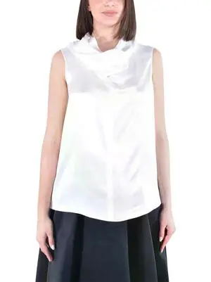 Max Mara Draped Silk Top - White